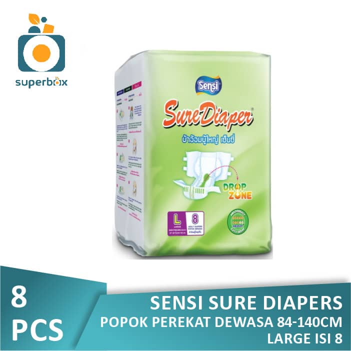 Sensi Sure Diapers L8 - Popok Perekat Dewasa - Superbox Sensi Sure Diapers L8 - Popok Perekat Dewasa - Superbox